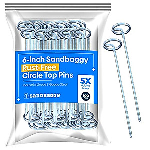 Sandbaggy Garden Staples - Landscape Staples 6-inch Circle Top Pins for Landscaping and SOD - Landscape Pins Garden Stakes Weed Barrier Pins (100 Pins)