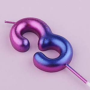TOYMIS 2.4in Birthday Candle, Purple Blue Gradient Number Birthday Candles for Cake Number Candle Decoration for Kids Adults Birthday Party Wedding Anniversary Graduation Ceremony (3)
