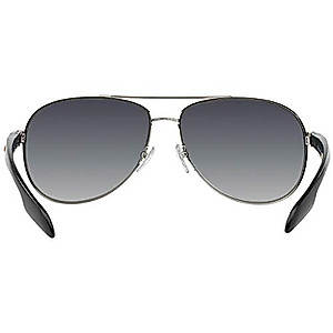Prada Linea Rossa Lifestyle PS 53PS 1BC5W1 Steel Metal Aviator Sunglasses Grey Gradient Polarized Lens