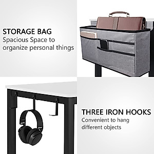 AHB Rolling Computer Desk with 4 Smooth Wheels, Simple Style Mobile Writing Desk Home Office Study Table Movable Workstation with Metal Frame (White, 32")