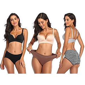 Ocojoce Underwear for Women, Brief Panty, Comfortable Underpants Seamless Soft Large Panty Breathable Women Brief Underwear 5-Pack (Multicolored A, X-Large)