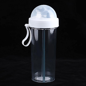 MAVIS LAVEN 600ml Plastic Water Bottle, Innovative Dual Use Water Bottle Straw Water Cup for Home Outdoor Camping Sport (white)