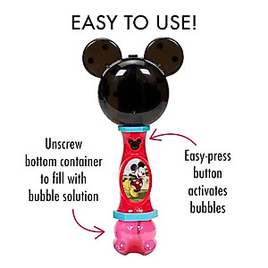 Little Kids Disney Mickey Mouse Light and Sound Musical Bubble Wand, Includes Bubble Solution, Multi (20511)