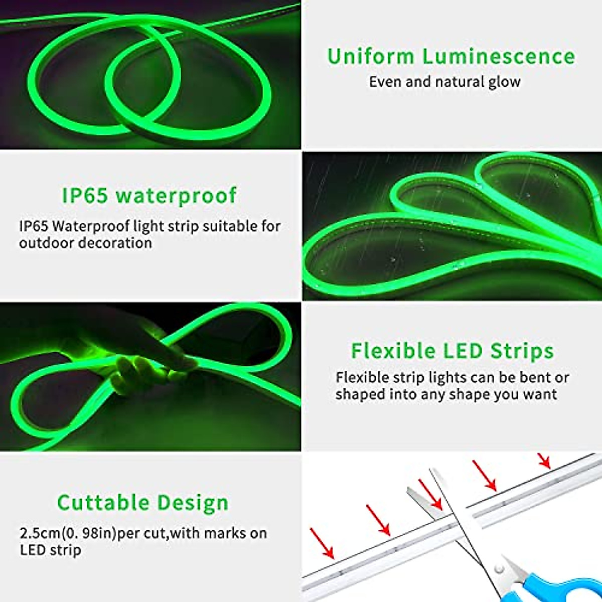 segrass 16.4ft LED neon Lights with Remote APP Control IP65 Waterproof Flexible Neon LED Strip Lights 24V RGB LED neon Rope Lights for Bedroom Room Outdoors Decor