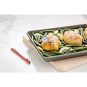 Taylor Instant Read Analog Meat Food Grill BBQ Cooking Kitchen Thermometer with Red Pocket Sleeve for Calibration, 1 inch dial, Stainless Steel