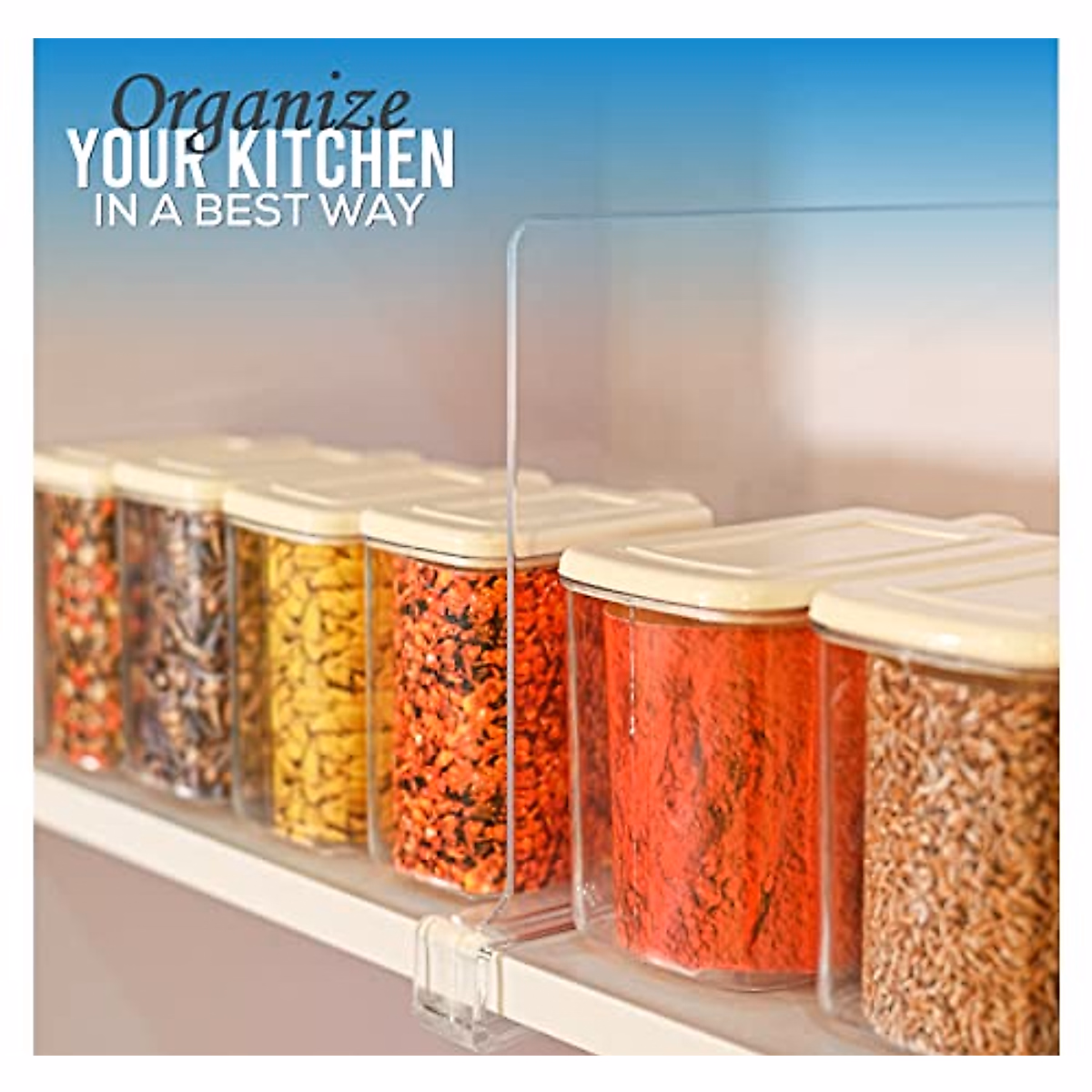 Decoile 6 PCS Clear Acrylic Shelf Dividers for Closet Organization, Closet Clothes dividers, Wood Shelves Organizer for Bedroom, Kitchen, Office, Cabinets and Bathroom.