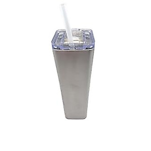 Boxy Double-Wall Insulated Stainless Steel Tumbler Set, 20oz, 2-Pack with Handle and Without Handle, Includes Lids and Straws