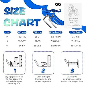 whicow Roller Skates for Boys Girls, 4 Sizes Adjustable Quad Skates for Kids with All Light up Wheels, Full Protection for Toddler's Indoor and Outdoor Sports (Blue, Medium (3Y-6Y US))