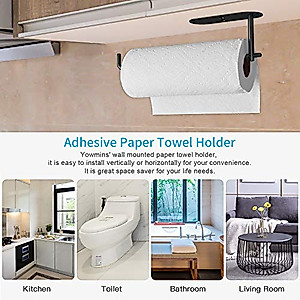 Yowmins Paper Towel Holders, Paper Towel Holder Under Cabinet, Camper RV Paper Towel Holder, Paper Towel Rack for Kitchen, Stainless Steel 13 inch, Black