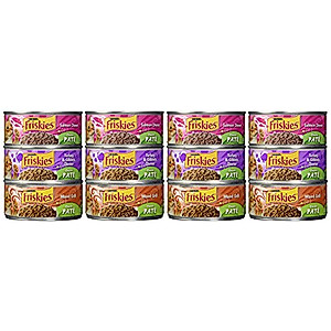 Friskies Wet Cat Food, Classic Pate, 3-Flavor Variety Pack, 5.5-Ounce Can, Pack of 12