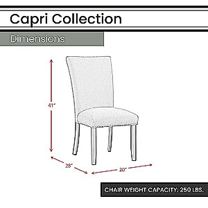 Hanover 7-Piece Linen Side Top and Wood Capri Modern w/White Marble Tabletop, Black Trestle Style Base, and 6 Comfortable Upholstered Foam Room Chairs, Farmhouse Dining Table Set, Natural, Gray