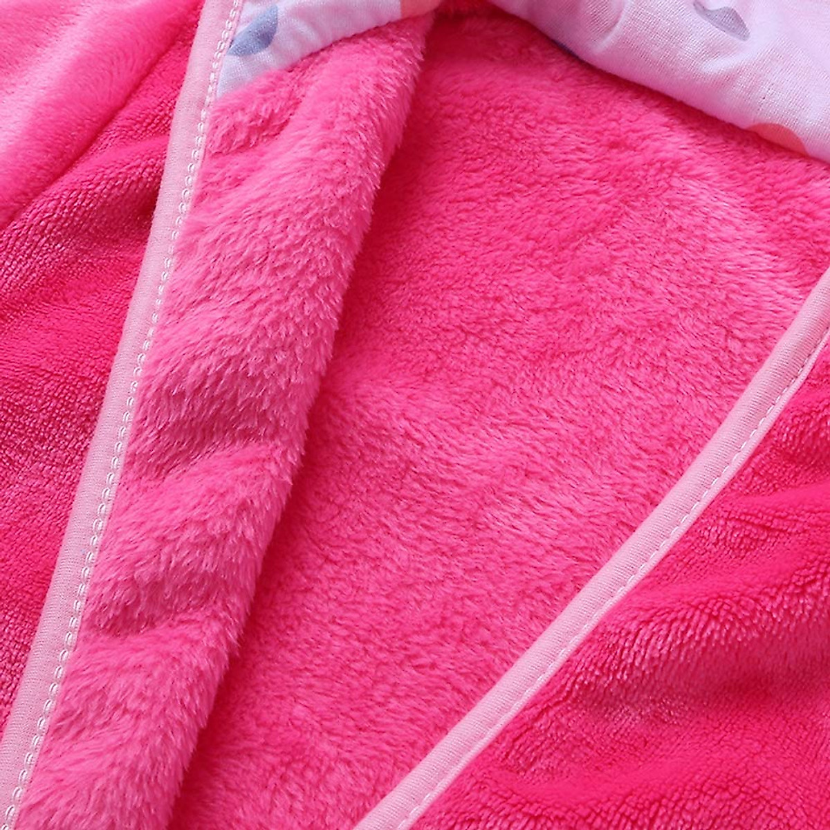 God Sweet Bowknot Hooded Robe Warm Soft Sleepwear Housecoat, Rose Red, 2T