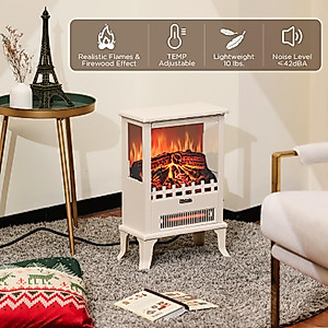19" 1500W Infrared Electric Fireplace Stove, 3-Sided View, Realistic Flame, Overheat Protection, CSA Certified - For Small Spaces