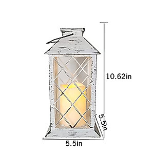 LEDHOLYT Solar Lanterns, Outdoor LED Decorative Lanterns with Flickering Flameless Candles,Hanging Gray Lantern Decor Lamp for Table,Party, Dining Table, Garden Landscape,Patio,Front Porch