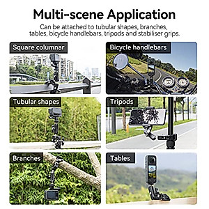 TELESIN Camera Monitor Super Clamp Mount 360 Ballhead Magic Arm with 1/4" 3/8" Port Bike Motorcycle Handlebar Attach Accessories for Canon Nikon DSLR GoPro Isnta360 Video Light Ronin-MX Freefly MOVI