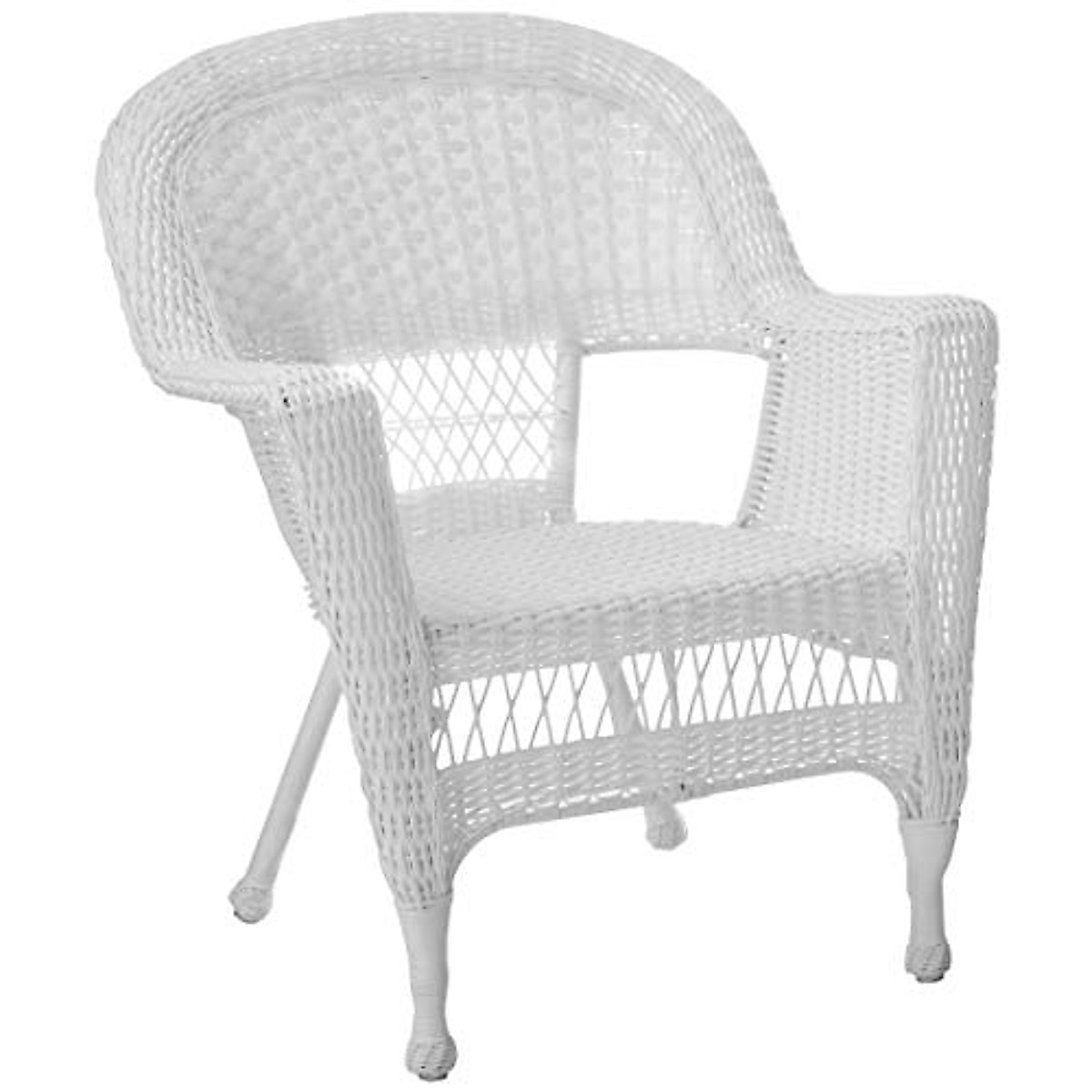 Jeco 3 Piece Wicker Chair and End Table Set without Cushion, White