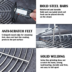 DOERDO Round Cooking Rack Multi-Purpose Stainless Steel Grilling Rack Steamer Rack Cooling Rack for Baking Canning Cooking, 20x20x4CM