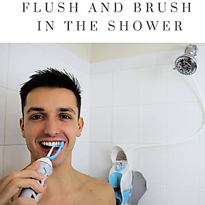 Water Flossing Dual-Head Toothbrush Tip, Tooth Shower Replacement Toothbrush Heads and Other Water Flossing Accessories, Oral Irrigator for Teeth with or Without Braces, Flossing Toothbrush (Blue)
