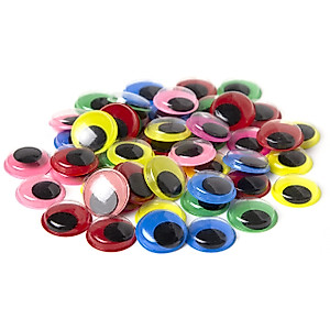 Cousin DIY Black and Neon Wiggle Eyes, Pack of 50, 20mm