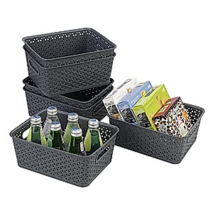 Jandson Grey Weave Storage Baskets, Pantry Organizer Bin, 6 Packs, F
