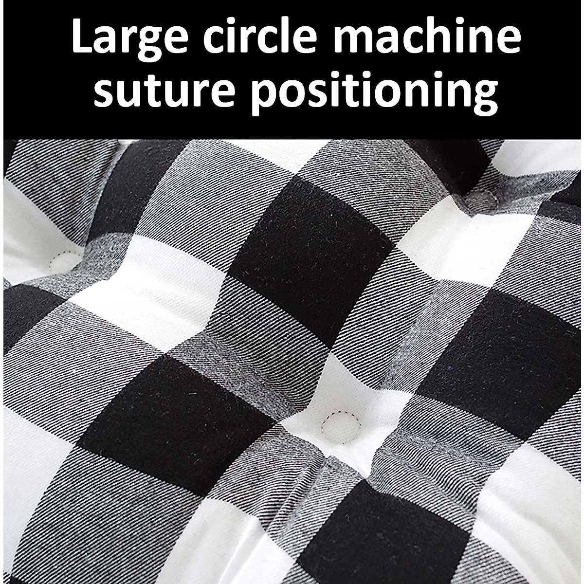 BUENA DECOR Kitchen Chair Cushions with Ties, Set of 2 Buffalo-Checked Dining Pads Seat for Chairs, 17 x inches Buffalo-Plaid Christmas Decoration Home (Black White Big Stripes)