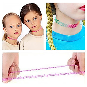 BodyJ4You 2PC Tattoo Choker Necklace Set - 90s Accessories Women Teen Girls Kids - Rainbow Best Friends Clouds Pendants - Back To School Style Gift Idea