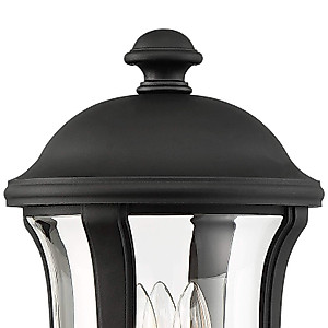 Park Sienna Traditional Post Light Fixture Black 20" Clear Glass Outdoor Decoration for Exterior House Porch Patio Outside Deck Garage Yard Garden Driveway Home Lawn Walkway - John Timberland