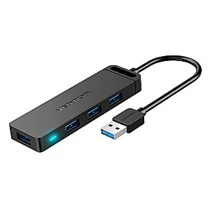 VENTION USB 3.0 Hub, 4 Ports USB Hub Ultra-Slim Data USB Hub 0.5FT Extended Cable [Charging Supported], Compatible with MacBook, Laptop, Surface Pro, PS4, PC, Flash Drive, Mobile HDD (0.15m/0.5ft)