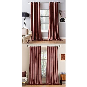 MIULEE Velvet Curtains Dusty Rose Grommet Curtains Thermal Insulated Soundproof Room Darkening Curtains/Drapes for Living Room Bedroom Decor 52x90 Inch Set of 2 Bundle Pinch Pleated Curtains 2 Panels