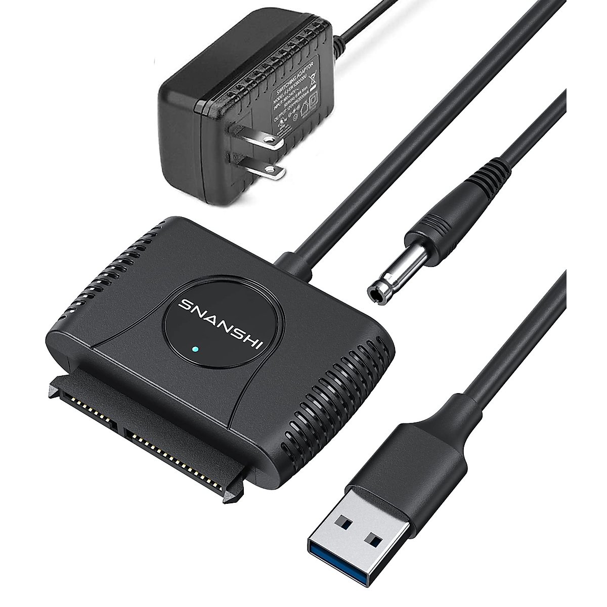 SNANSHI SATA to USB 3.0 Adapter USB to SATA Adapter with Power for 3.5/2.5 Inch HDD/SSD with 12V/2A Power Adapter
