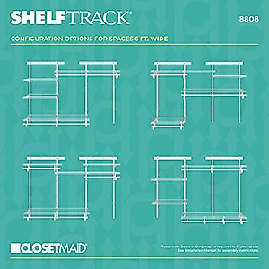 ClosetMaid ShelfTrack Wire Closet Organizer System, Adjustable from 4 to 6 Ft., With Shelves, Clothes Rods, Hardware, Durable Steel, White