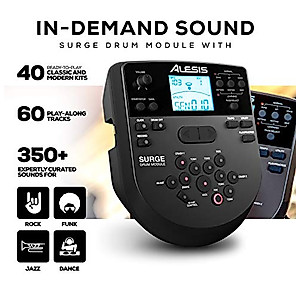 Alesis Drums Surge Mesh Kit - Electric Drum Set with USB MIDI Connectivity, Mesh Heads, Solid Rack and Drum Module Including 40 Kits and 385 Sounds