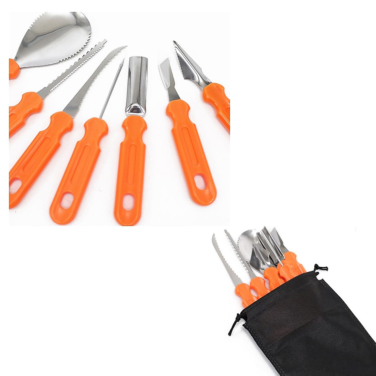 7PCS Pumpkin Carving Kit, Halloween Decorations Stainless Steel Pumpkin Carving Tools, Pumpkin Carving Knife, Professional Heavy Duty Carving Set for Halloween Decoration Jack-O-Lanterns