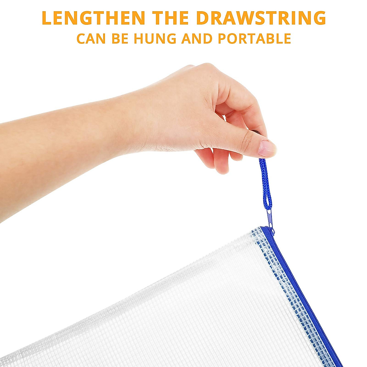 MJIYA Mesh Zipper Pouch Document Bag Plastic Zip File Folders Weatherproof Large Stylish Multipurpose Organizer Folder for School and Office Supplies Business Papers (White, B4)