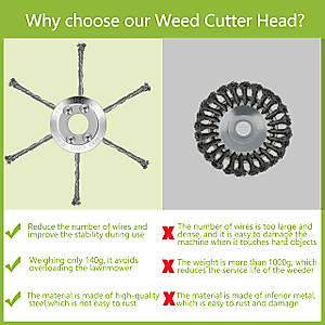8inch Steel Wire Brush Cutter Trimmer Head,Upgraded Less Twisted Wires Unbreakable Wired Trimmer Blade,Less Load for Grass String Trimmer,Indestructible Durable Metal Weed Trimmer Head,Universal Fit
