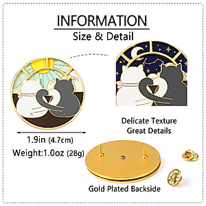 Spinner Anime Cat Enamel Pin - Rotatable Cute Couple Cats Alloy Metal Brooch Lapel Pins for Backpack Bag Jackets (spin cat pin)