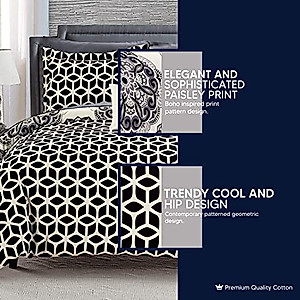 Chic Home 8 Piece Barcelona Super Soft microfiber REVERSIBLE King Comforter Set Black