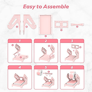 PONNOR Label Holder Thermal Label Holder for Rolls and Fanfold Labels Shipping Label Stand Desktop Printer DIY Accessory Supplies for Home, Office (Pink)