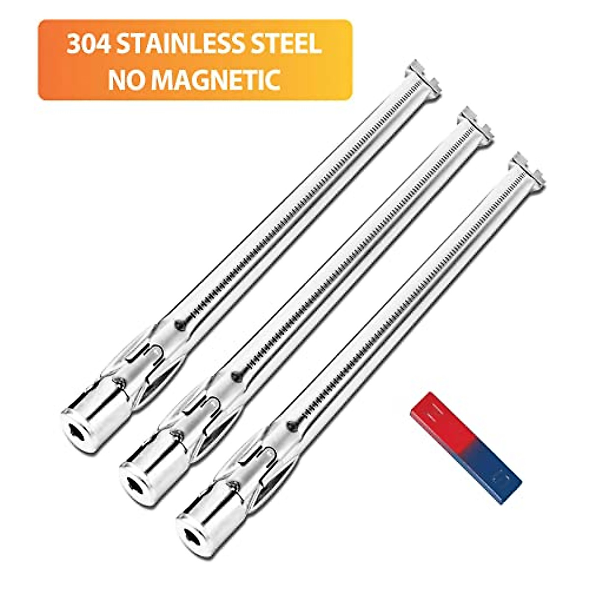 GRISUN 62752 19.5 Inch Grill Burner for Weber Genesis 300 Series 304 Stainless Steel - Genesis E310 E320 E330 S310 S320 S330 Gas Grills with Front Control (2011-2016)