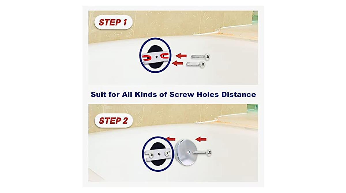 Modern Chrome Bathtub Overflow Drain Plate - Easy Install