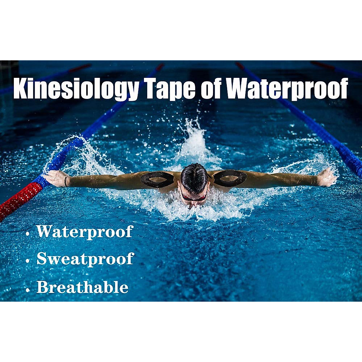 KISEER 4 Pack Kinesiology Tape 16ft Latex Free Elastic Waterproof Breathable Athletes Sports Tape for Knees, Ankles, Elbow, Pain Relief and Shoulder Muscle (Black, Skin)