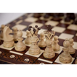 Handmade European Wooden Chess Set with 21 Inch Board and Hand Carved Chess Pieces