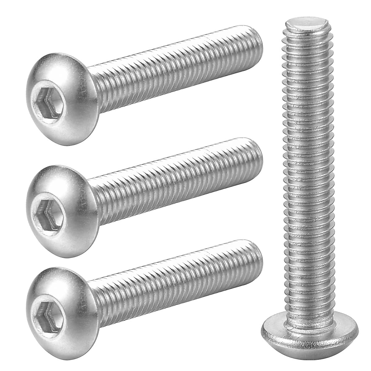 M5-0.8 × 12MM Button Head Socket Cap Screws Stainless Steel 18-8 (304), Fully Thread, Allen Hex Drive Bolts, 50PCS