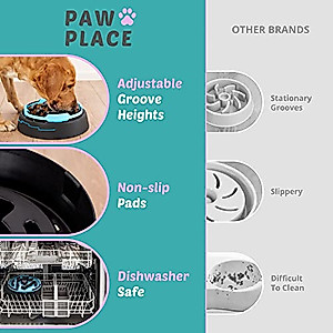 Paw Place Adjustable Dog Bowls Large Breed - Dog Bowl Slow Feeder Slow Eating Dog Bowl Slow Feed Dog Bowl Slow Dog Feeder Bowl