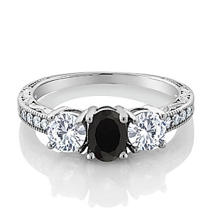 Gem Stone King 925 Sterling Silver Customized Personalized 3 Gemstone Birthstone For Her 3-Stone Engagement Ring For Women (2.61 Cttw, Available In Size 5, 6, 7, 8, 9)