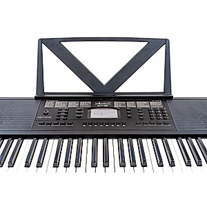 Vault KT-54 Keytone 54-Key Electronic Keyboard - Black Bundle with Adjustable Stand, Bench, Headphones, Keyboard Stickers, Austin Bazaar Instructional DVD, and Polishing Cloth