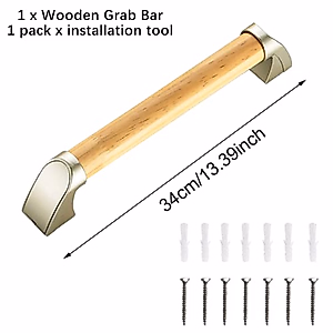 Wooden Grab Bar Wall Mounted Durable Grab Rails for Home Bathroom Withstand 80-100kg(Size:34cm/13.39inch)