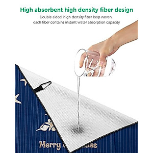 Golf Towel Christmas Summer Starfish Conch Xmas Tree,Waffle Pattern Microfiber Club Cleaner Golf Towels with Carabiner Clip for Women Men Dad,Navy Blue Stripe Golf Towel for Golf Bags,24x16in