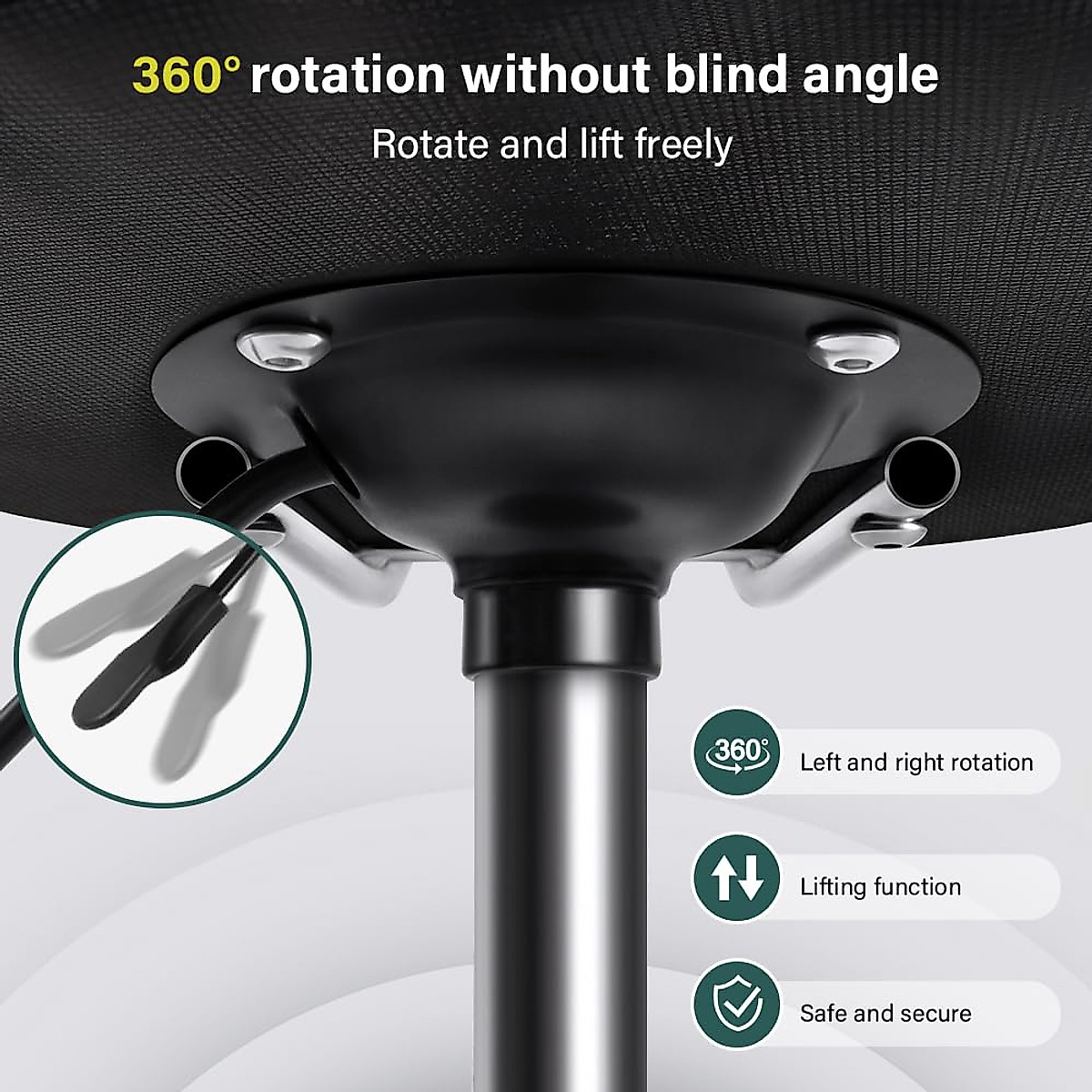 BFTOU White Square Swivel Stool with Wheel for Work SPA Shop Massage Height-Adjustable and Cost-Effective Rolling Stool Chair with Back