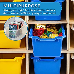 ECR4Kids Scoop-Front Storage Bins, Easy-to-Grip Design Storage Cubbies, Kid Friendly and Built to Last, Pairs with ECR4Kids Storage Units, 10-Pack, Blue